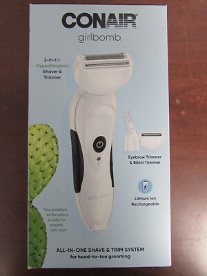 CONAIR GIRLBOMB ALL-IN-ONE SHAVE AND TRIM SYSTEM HEAD TO TOE GROOMING ...