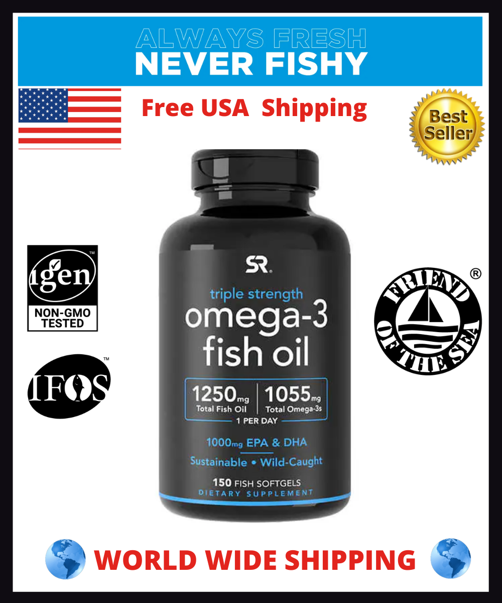 Sports Research Triple Strength Omega-3 Fish Oil, 150 Fish Softgels | eBay