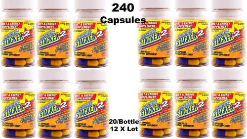 Stacker two Weight Loss+ Energy Herbal 20/Bottle (Lot 12)= 240 Capsules ...