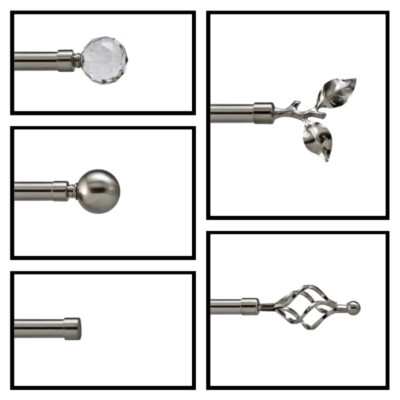 Curtain Pole End Finials For 28mm Curtain Pole Brushed Chrome Set Of 2 ...