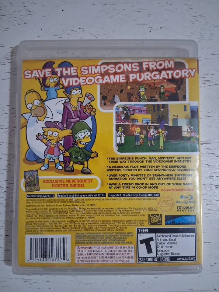 The Simpsons Game Sony PlayStation 3, 2007 PS3 W/Manual TESTED | eBay