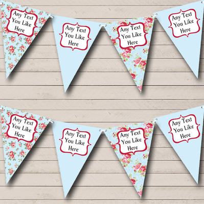 Blue Shabby Chic Floral Welcome Home New Baby Bunting Banner Garland ...