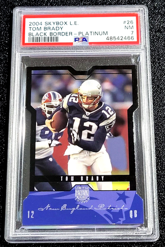 DIE-CUT PSA 7 NM 2004 TOM BRADY SKYBOX L.E. PLATINUM BLACK BORDER #26 ...