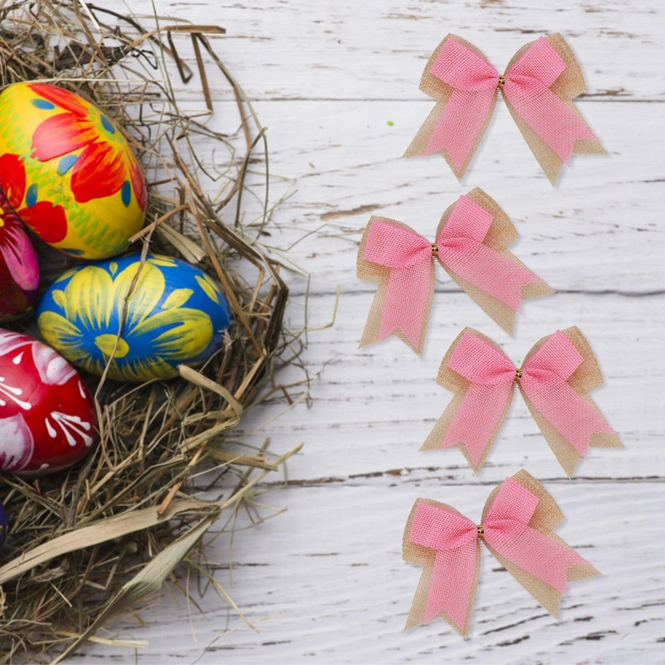 12 Pcs Doublelayered Burlap Bows 4 Inch Hanging Bows Rustic Bow Decor ...