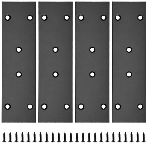 4Pcs Flat Straight Brace Brackets Stainless Steel, Black Fixing Mending ...