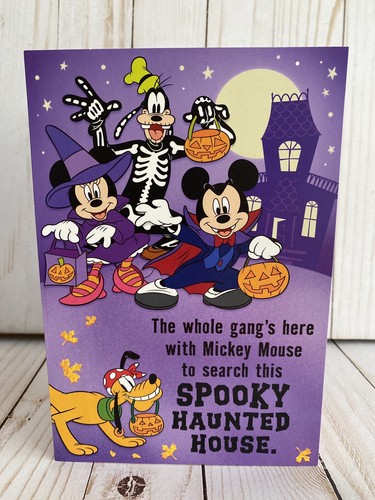 Mickey Mouse Haunted House Halloween Card Minnie Goofy Pluto Disney ...