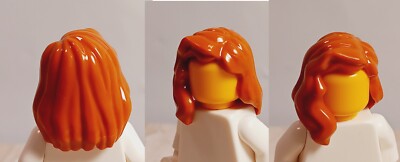 LEGO Fancy Haircut Over Shoulder Girl Wavy Dark Orange Red Hair Mid ...