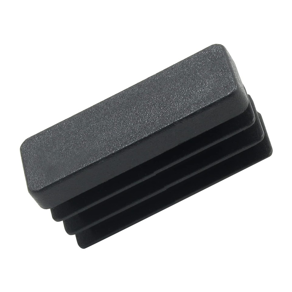 20 Rectangle Plastic Plugs Furniture Foot Table Chair Legs Black Tubing ...