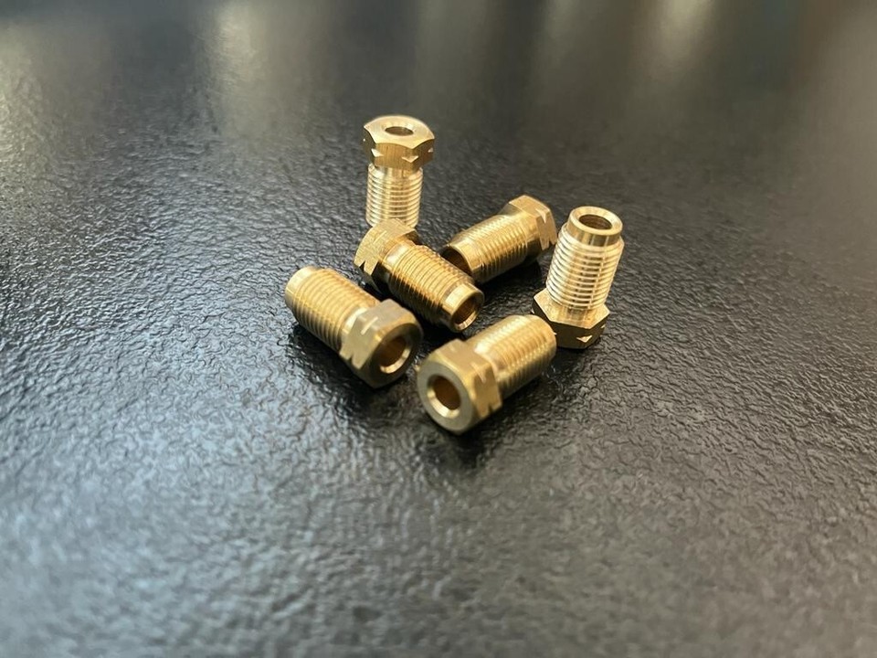 Brass Brake Pipe Fittings Unions M10 x 1mm Male Short 3/16" Pipe EMS ...