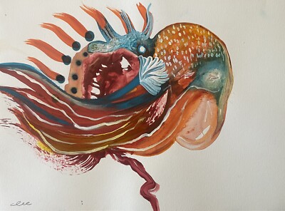 Abstract Mixed Media Ink Painting On Paper 11 X 15” Contemporary | eBay