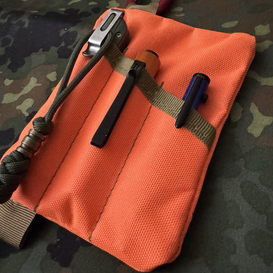 BLAZE ORANGE/OD EDC FIRE KIT POUCH Zipper Nylon Pocket BUSHCRAFT ...