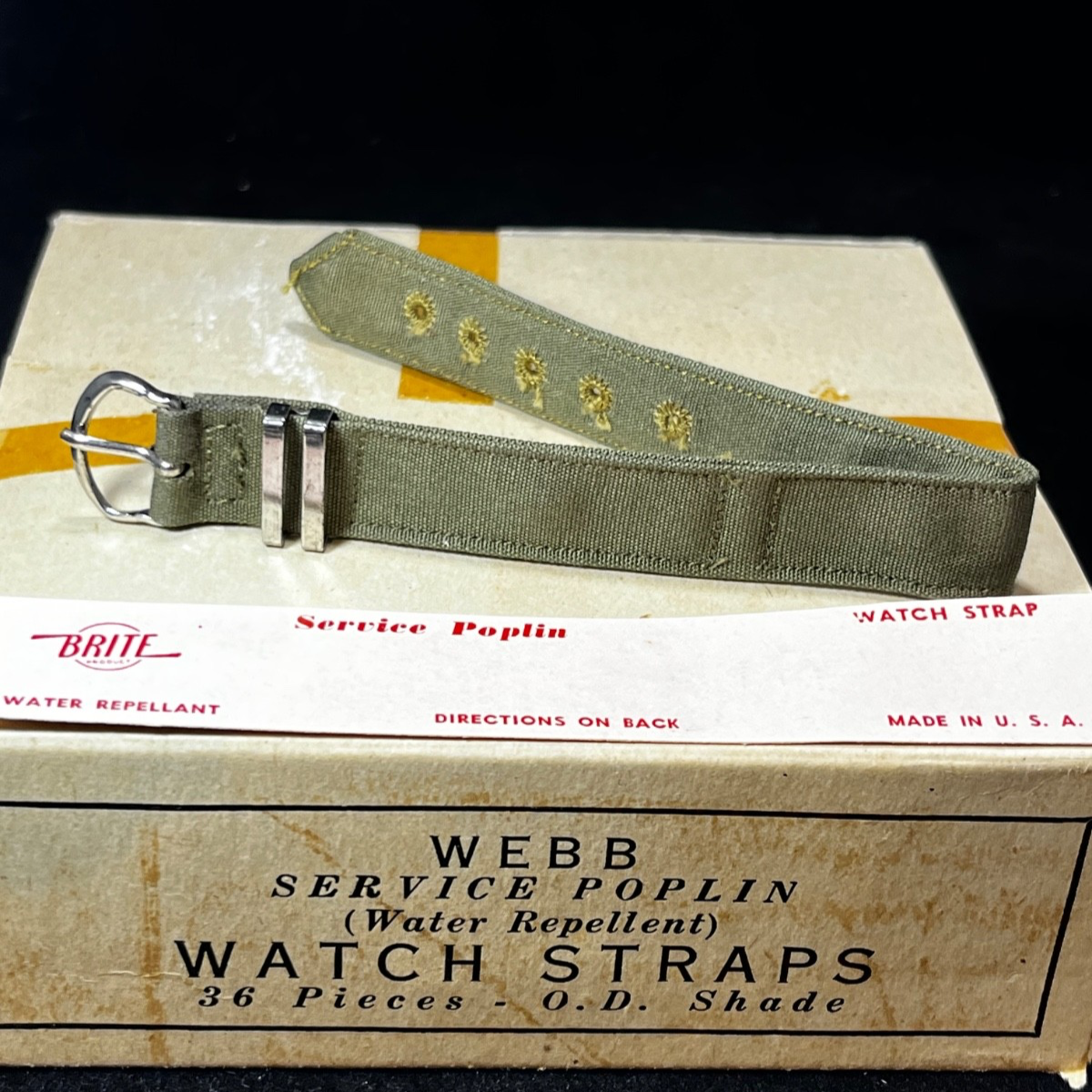 Vintage NOS 1940s WW2 US MILITARY Issue Brite 1-Piece Watch Band 16mm 5 ...