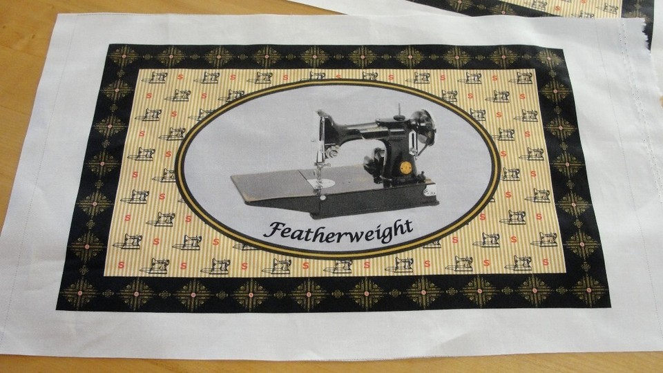 Panel Set (2) Featherweight Sewing Machine themed Custom Fabric Panel ...