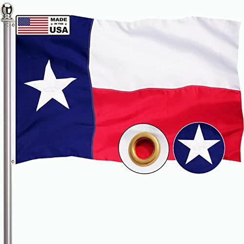 Texas State Flags 3x5 Outdoor Made in USA- Embroidered Texas Flag Blue ...