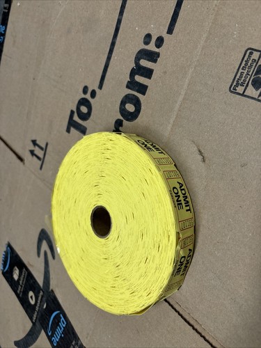 Roll of 2000 Yellow Admit One Tickets Carnival Fair Festival Raffle ...