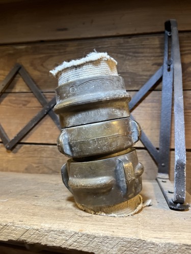 Vintage Akron Brass Fire Hose Fittings Rocker Lug Hose House Station ...