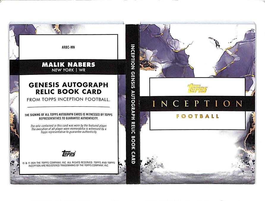 2024 Topps Inception Malik Nabers Genesis Book Jersey Purple RC Auto ...