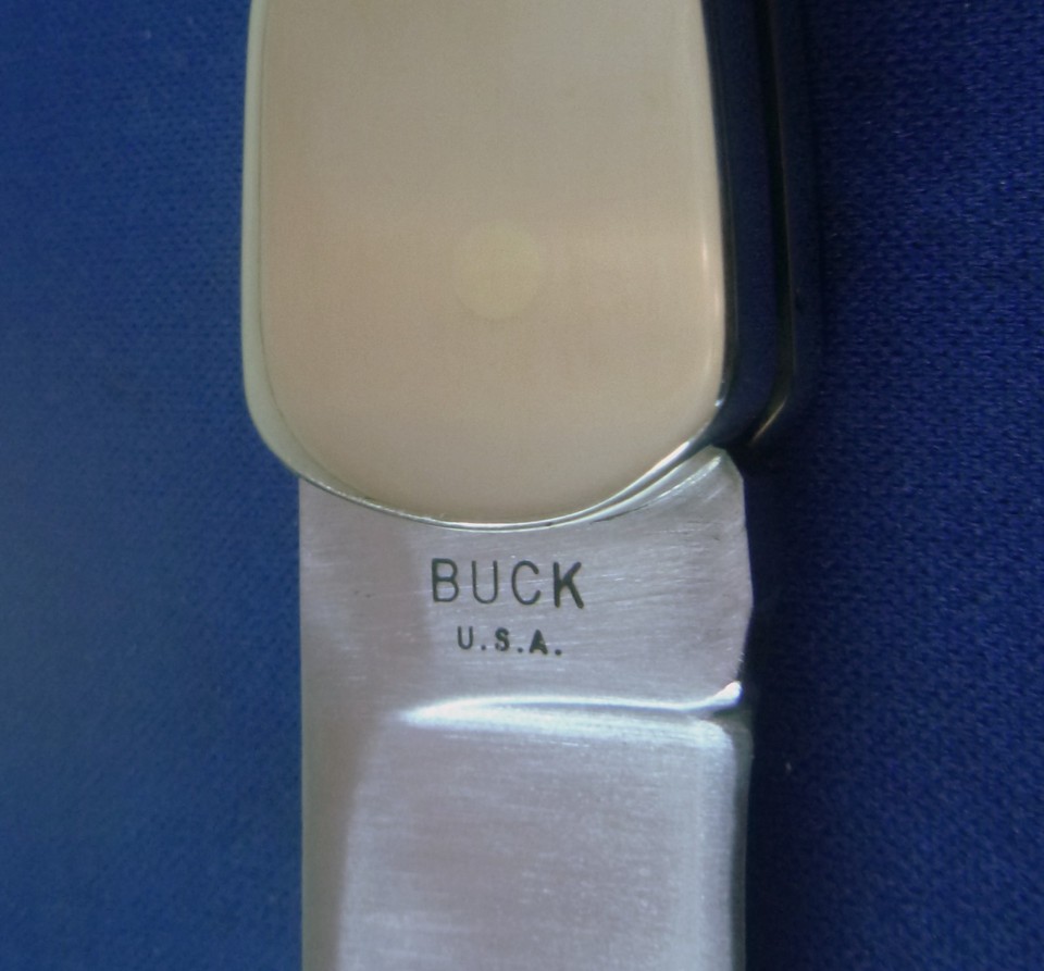 VTG BUCK 110 pocket Knife INVERTED tang stamp 1967-72 USA, Buck leather ...