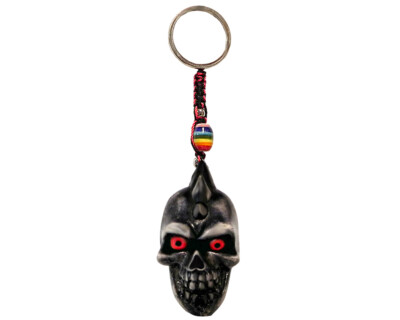 Spiked Skull Mohawk Handmade 3D Keychain Macrame Metal Keyring Car Bag ...