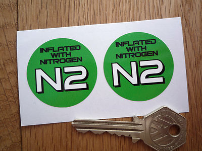 Inflated With Nitrogen N2 Tyre STICKERS 40mm Pair Race Car Bike Racing ...
