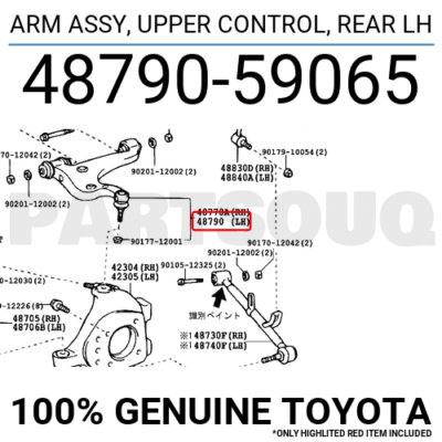 4879059065 Genuine Toyota ARM ASSY, UPPER CONTROL, REAR LH 48790-59065 ...