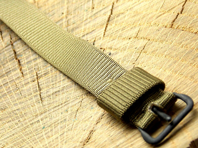 WWII Vintage Watch Band NOS Unused Army Green Nylon w Black Buckle 16mm ...