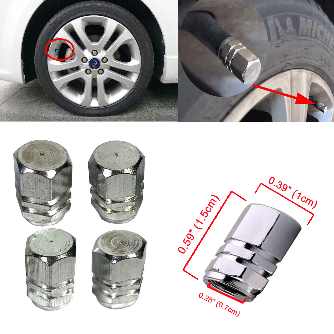 Silver Smile Aluminium Alloy Tire Wheel Air Valve Stem Cap 4pcs Fits BM ...