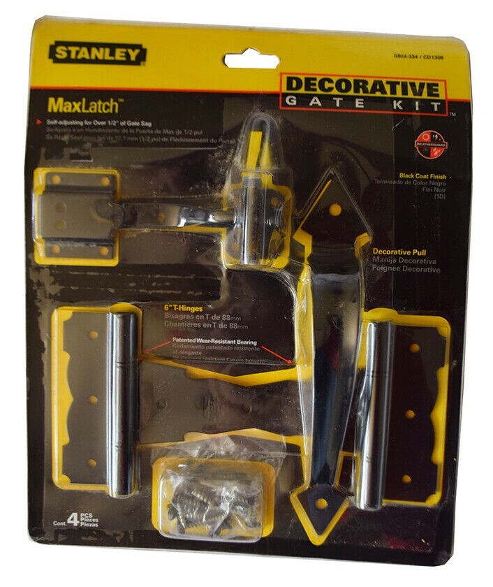 Stanley Decorative Gate Kit #S824-334 Black Max Latch 4-PC Set ...