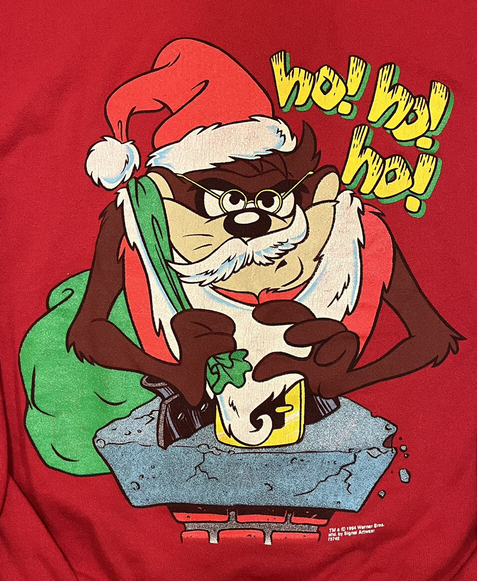 1994 Vintage Looney Tunes Taz Large Santa Christmas S… - Gem