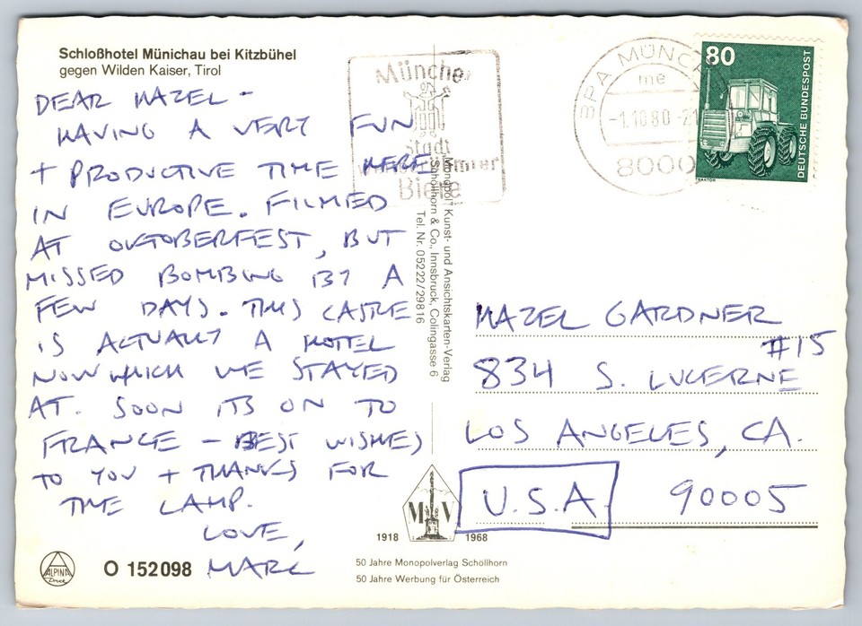 Vintage Postcard Schloßhotel Münichau near Kitzbühel Tirol German Hotel ...