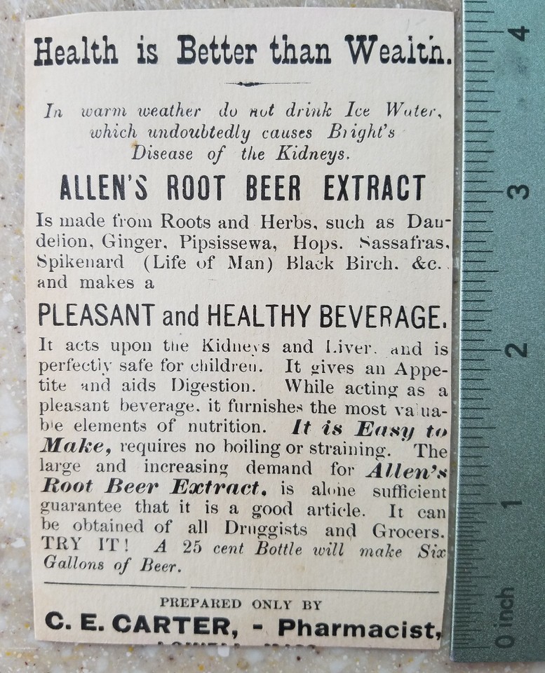 Antique vintage Trading Card Victorian Allen's root beer extract a1vtc ...