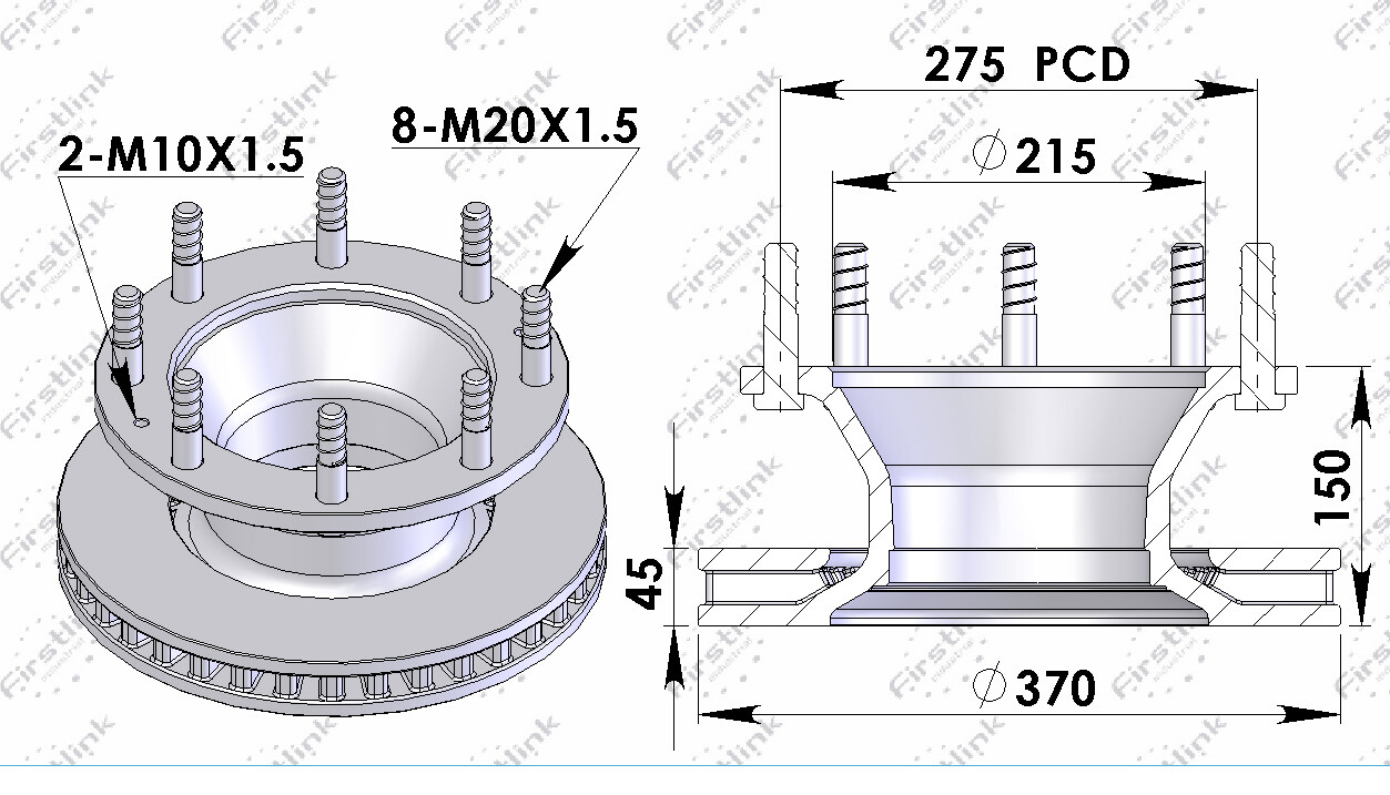 FITS: IVECO Eurocargo 110E 120E 130E 140E 260E 91-08 Front Brake Discs ...