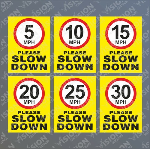 Speed Restriction Signs Please Slow Down Speeding Safety 5 10 15 20 25 ...
