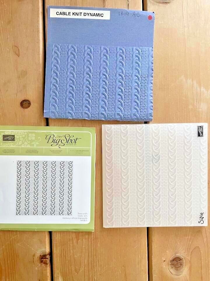 Stampin Up 3D Dynamic EMBOSS FOLDERS Cable KNIT TILE MAGNOLIA BASKET ...