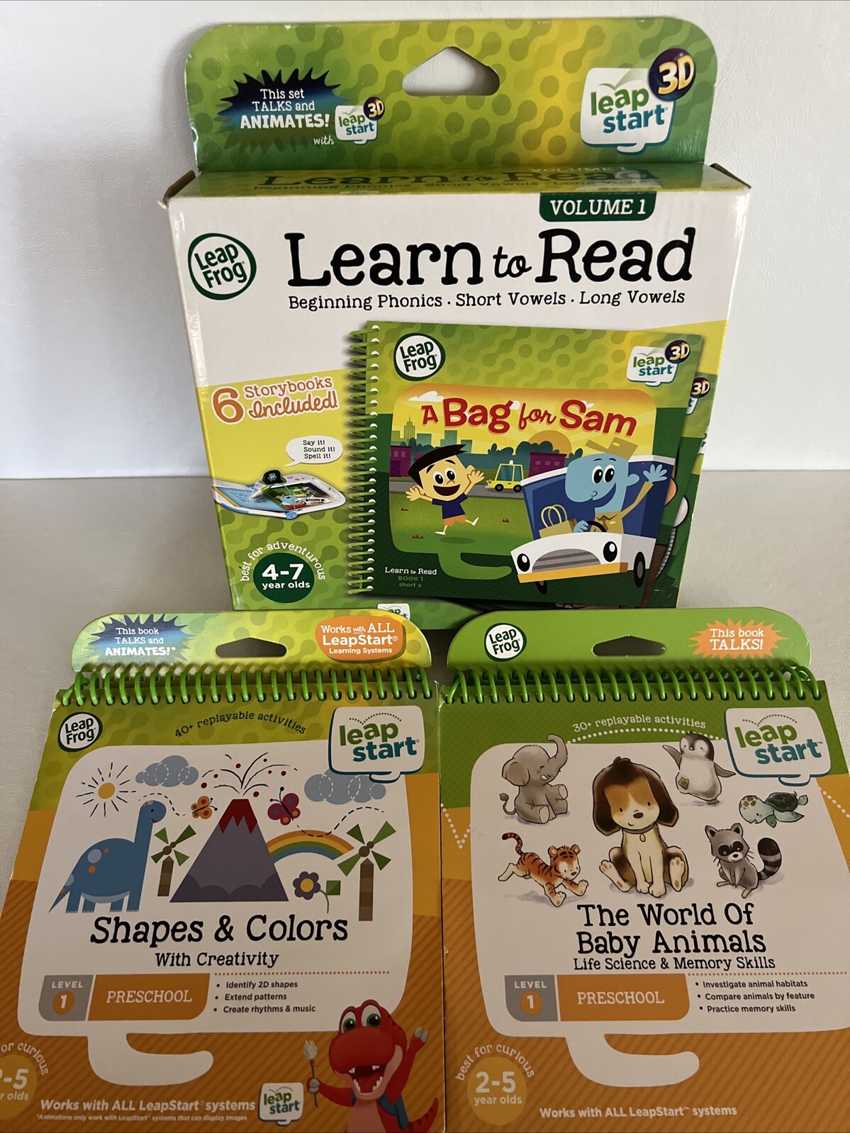 LeapFrog LeapStart Learn to Read Volume 1 Set Of 6 Books Plus 2 More ...