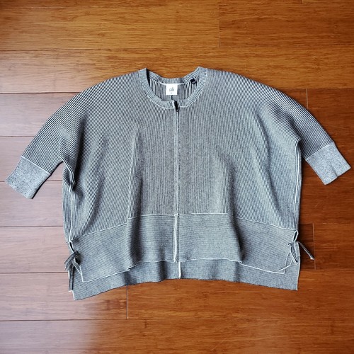 CAbi Cupids Cardi Black/White Stripe Zip Dolman Sweater Women's XS | eBay