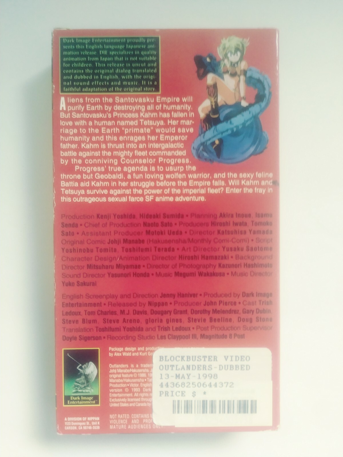 1993 Outlanders VHS Anime Manga Vintage Movie English Dubbed for sale ...