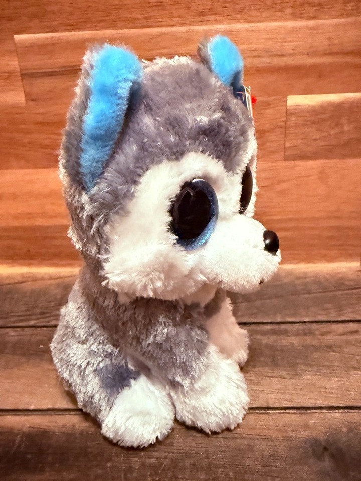 Ty Beanie Boo Slush Husky Dog Plush 6” Blue Eyes With Tag Birthday ...