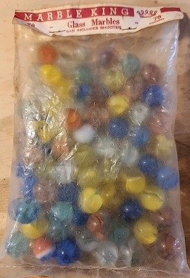 Vintage Marble King Bag Of 70 Cats Eye Marbles 1964 Unopened Bag NOS ...