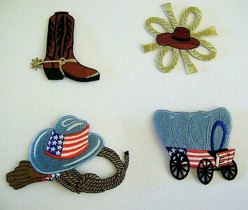 AMERICAN WESTERN / PATRIOTIC / COWBOY PATCH EMBROIDERED IRON ON ...