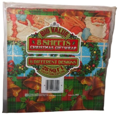 Vintage New Papercraft Big Value 8 Sheets Christmas Gift Wrap 28 SQ.FT ...