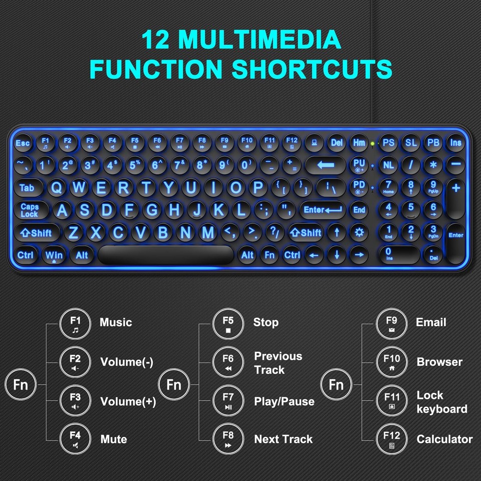 Large Print Backlit Keyboard, Wired USB Lighted Computer Keyboards with ...