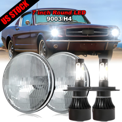 DOT 7"Inch Round Led Headlight Hi-Lo Beam DRL Fit Ford Mustang 1965 ...