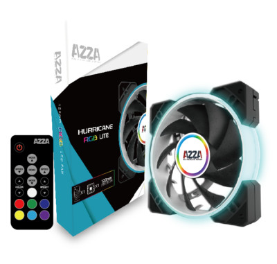 AZZA Hurricane RGB LED Gaming PC Case Cooling Fan 120mm with RF Remote ...