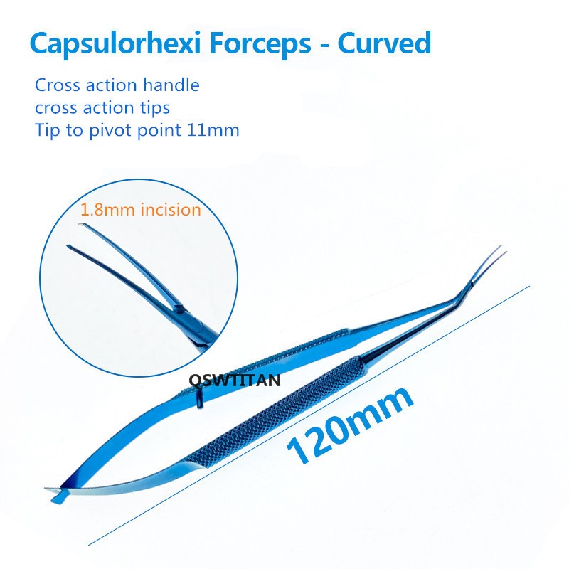 Titanium Capsulorhexis Forceps Cross action Angle curved Ophthalmic ...