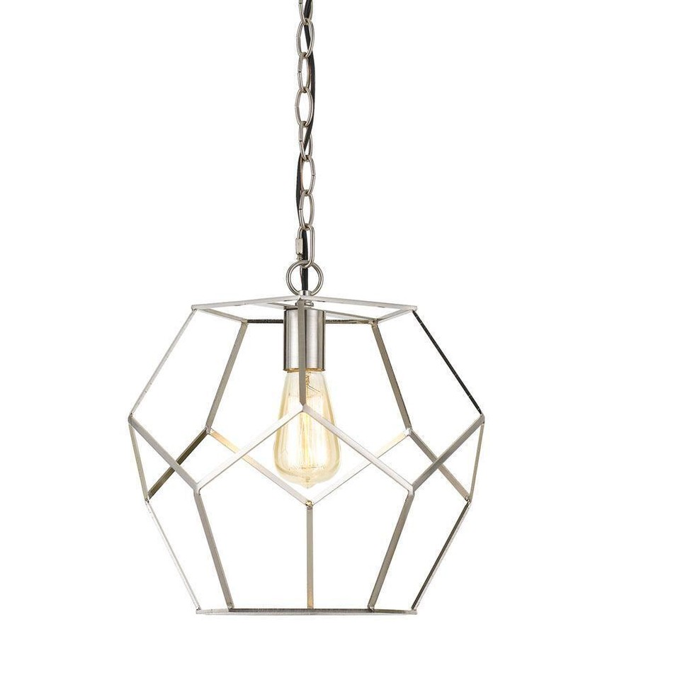 AF Lighting Polygons Cage Pendant Light 12.25" Geometric Metal Brushed ...