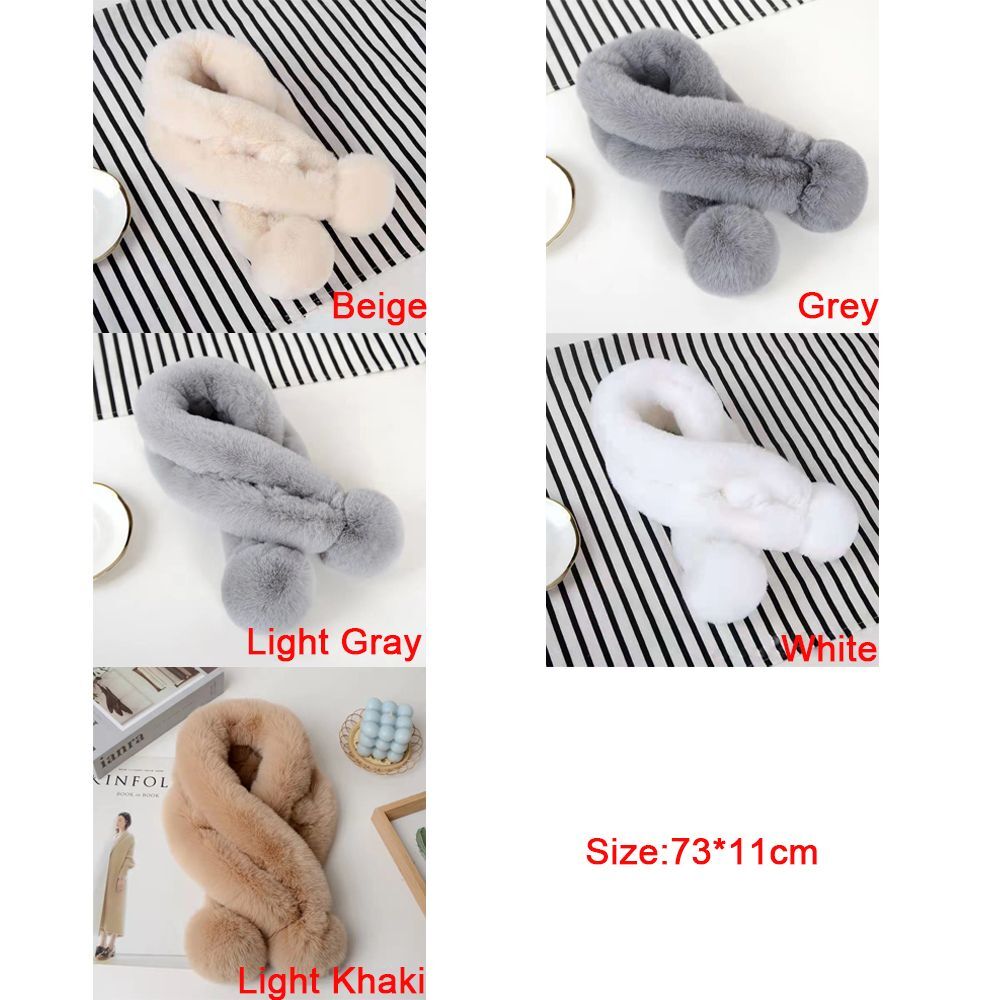 Fur Shawl Student Gift Plush Scarfs Neckerchief Warm Bib Fur Ball Cross ...