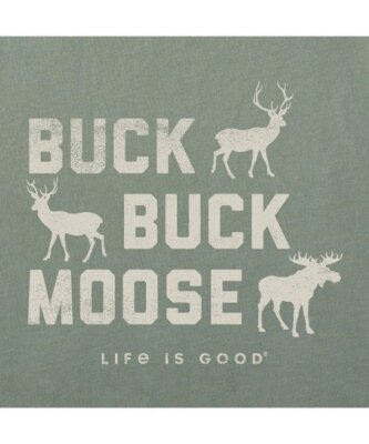 Men's Life Is Good Buck Buck Moose Green SS Crusher Tee | eBay