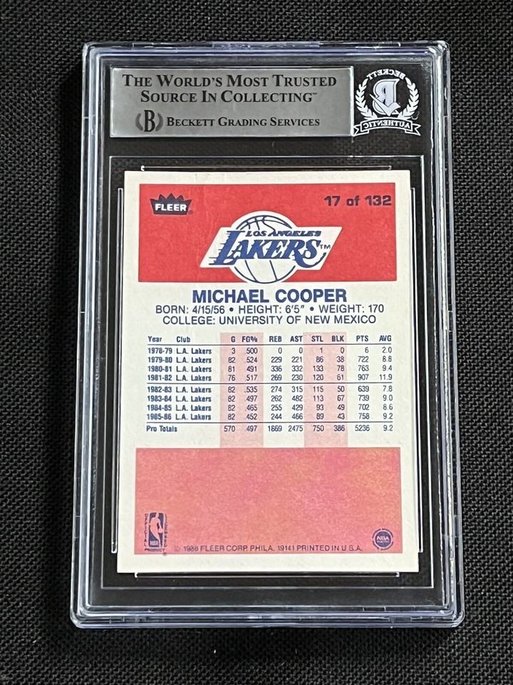 MICHAEL COOPER 1986-87 FLEER ROOKIE SIGNED AUTOGRAPHED CARD BAS ...