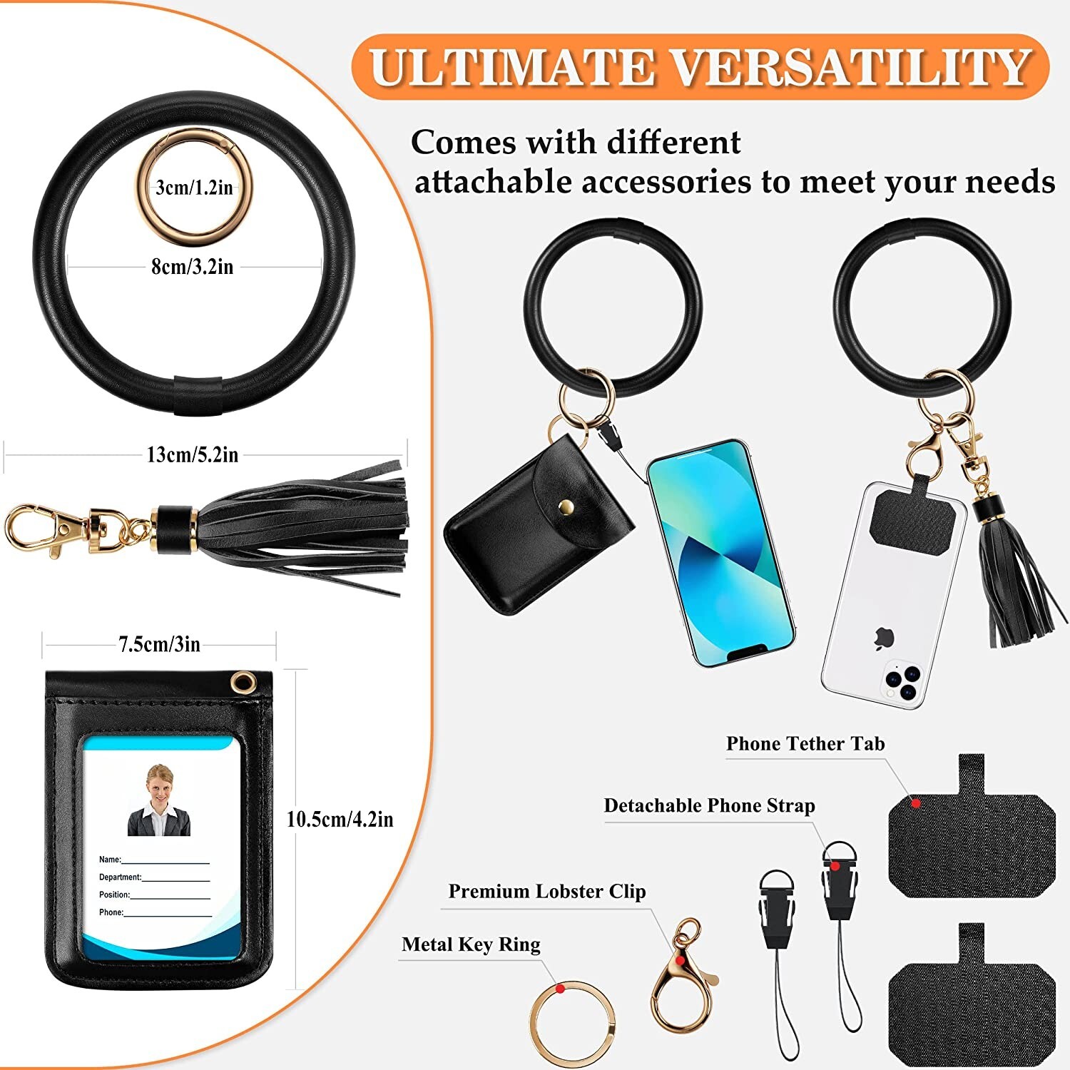 Phone Wristlet Holder with Compact Wallet Badge Card Holder and Tassel ...